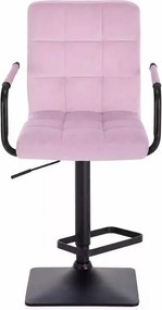 LuxuryForm DESIGN Barová židle VERONA BLACK VELUR na černé hranaté podstavě - levandule