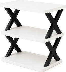 botník, 3 patra, plast, 34x24x26 cm, bílá/černá, Dekorino BB20260051