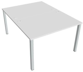 Dvojstůl pracovní rovný 120×160 cm - Hobis Uni USD 1200 Dekor stolové desky: bílá, Barva nohou: Stříbrná
