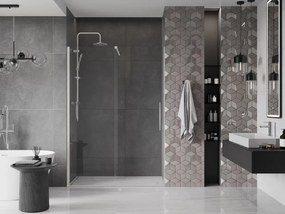 Mexen Velar, posuvné sprchové dveře do otvoru 140 cm, 8mm čiré sklo, broušená ocel, 871-140-000-01-97