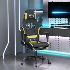 Herní židle s podnožkou černá a světle zelená textil 3143728