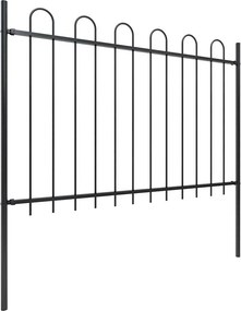 Zahradní plot s obloukem nahoře ocelový 1172 x 120 cm černý 277671