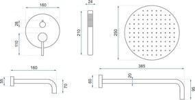 Rea Lungo, podomítková sprchová souprava s vanovou výlevkou + box, růžová-zlatá, REA-P6610