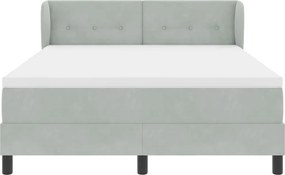 Postel s boxspringem s čelo Světle šedá 140 x 200 cm samet 3340388