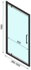 Rea Rapid Swing, 1-křídlé sprchové dveře 1000x1950 mm, 6mm čiré sklo, zlatý profil, REA-K5619