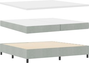 Postel s boxspringem s čelo Světle šedá 200 x 200 cm samet 3344468