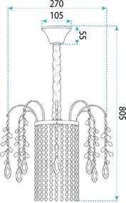 Toolight Toolight, křišťálová závěsná lampa Ø30 cm, 3×E14, SWE090-CP, zlatá, OSW-30217