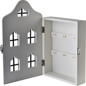 Dřevěná skříňka na klíče STACY House 17,5x5,5x29,5 cm bílá