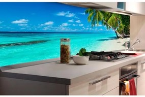 DIMEX | Fototapeta do kuchyně Pláž v ráji KI-180-091 | 180 x 60 cm | tyrkysová, zelená, modrá, krémová