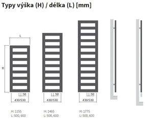 Isan Gala ELEKTRO 1465 x 500 mm koupelnový radiátor bílý