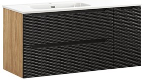 Comad Koupelnová skříňka s keramickým umyvadlem Ocean Black 120 cm - černá mat