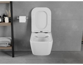 Mexen Elis závěsné wc Rimless s toaletním Slim sedátkem z duroplastu, 52 x 34,5 cm, bílá - 30910600