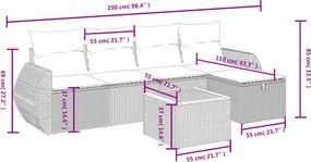 6dílná zahradní sedací souprava s poduškami černá polyratan 3265053