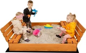 Sand Tropic Dřevěné pískoviště s lavičkami a příslušenstvím 100x100 cm