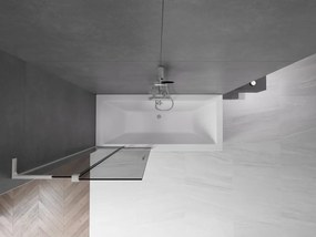 Mexen Velar L, 2-křídlová posuvná vanová zástěna 80 x 150 cm, 8mm šedé sklo, broušená ocel, 896-080-003-41-97