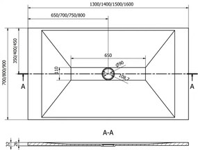 Mexen Toro, SMC obdélníková sprchová vanička 150 x 90 cm, černá, zlatá krytka, 43709015-G