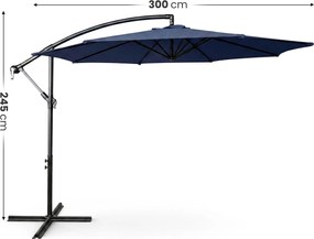 Zahradní slunečník ASTER s boční nohou 300 cm tmavě modrý