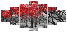 Obraz - Červené stromy, Central Park, New York (210x100 cm)