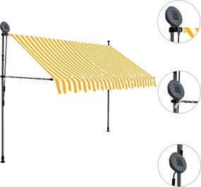 Ručně zatahovací markýza s LED světlem 300 cm bílooranžová 145859