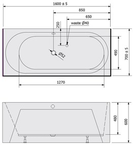 Polysan ASTRA BLD MONOLITH obdélníková vana 160x70x60cm, bílá, 32611MDL