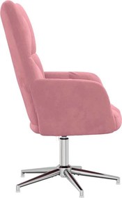 Relaxační křeslo růžové samet 328121