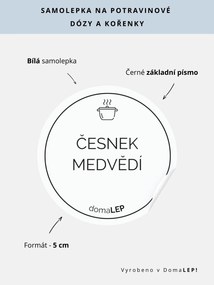 Samolepka na kořenky ČESNEK MEDVĚDÍ bílá 5 cm základní písmo