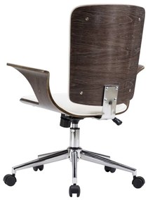 vidaXL Otočná kancelářská židle bílá umělá kůže ohýbané dřevo