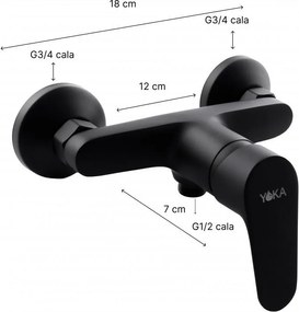 Erga Beso, nástěnná sprchová baterie 150mm, černá matná, ERG-YKA-BW.BESO-BLK