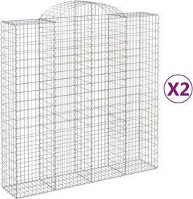 Klenuté gabionové koše 2 ks 200x50x200/220cm pozinkované železo 3146425