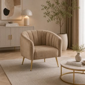 Designové křeslo, hnědá Velvet látka/gold chrom-zlatý, BAGY