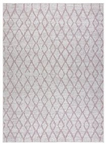 koberec SISAL SION MŘÍŽ 22129 ploché tkaní ecru / růžový velikost 160x220 cm | krásné koberce cz