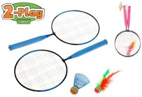 Mikro Trading Badmintonové rakety 2ks 44x22cm + košíček + míček