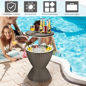 Costway Cool box taburet zahradní stůl výškově nastavitelný ledový chlazený