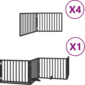 Zábrana pro psy s dvířky skládací 12 panelů černá 960 cm topol 3155572