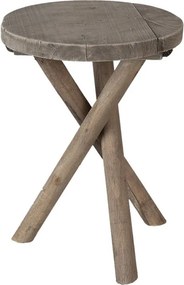 Dřevěný kulatý stolek na květiny - Ø 24*32 cm