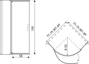 Novoterm Čtvrtkruhový sprchový kout NV-Splash 90x90 chrom/transparent - bez vaničky