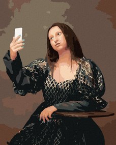zuty malování podle čísel - mona lisa selfie, 40x50 cm, vypnuté plátno na rám