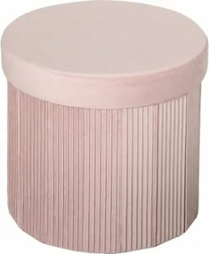 HOMCOM úložný puf Skládací úložná lavička 35 L 38x38x38 cm Potažený sametem Kulatý úložný box Růžový