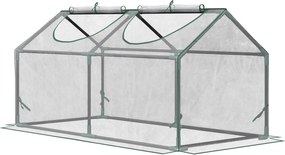 Zeleninový skleník Outsunny s oknem, PE síťoví fólií, ocelová konstrukce pro balkon, zahradu, skleník pro rajčata 120x60x60cm | Aosom