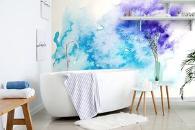 Samolepící tapeta modro-fialové abstraktní umění - 450x300 cm