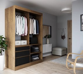ADRK Furniture Posuvná skříň se zrcadlem HAIDAR 140 ADRK-SW-HAI-140-LB