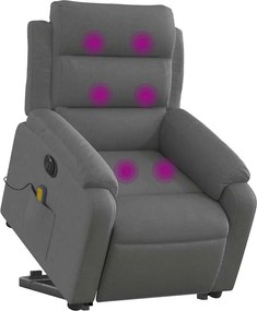 Elektrické zvedací masážní polohovací křeslo tmavě šedé textil 3205017