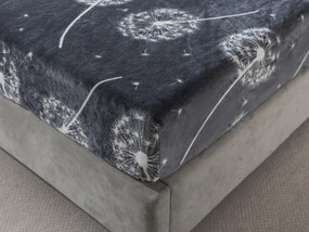 XPOSE® Mikroplyšové prostěradlo PAMPELIŠKY Exclusive - šedé 180x200 cm
