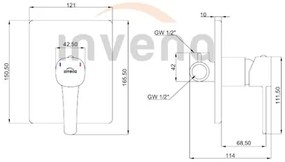 Invena Glamour Trend, podomítková sprchová/vanová baterie 1-výstupová, černá matná, BP-02-4K1-V