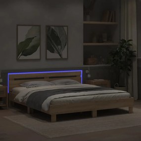 Rám postele s čelem a LED osvětlením dub sonoma 180 x 200 cm 3207527