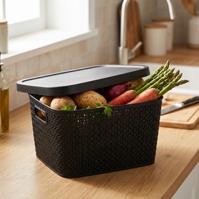 Multifunkční koš s víkem, úložný box s víkem 5,5l ALTOM - černý