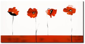 Obraz Maky (1-dílný) - abstrakce s jednotlivými květy na bílém pozadí