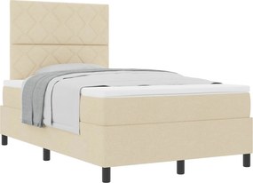 Postel s boxspringem s čelo Krémová 120 x 190 cm textil 3339453