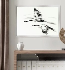 Moderní obraz jeřábů do elegantního obývacího pokoje a ložnice - Jeřábi 2, Série Šanghaj | Anna Borkowska