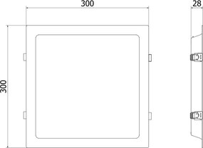 Mexen LDRR, LED stropní svítidlo pro zapuštění 30 x 30 cm, 24W, studená - 6500K, 1920 lm, černá - L211-030-2465-70